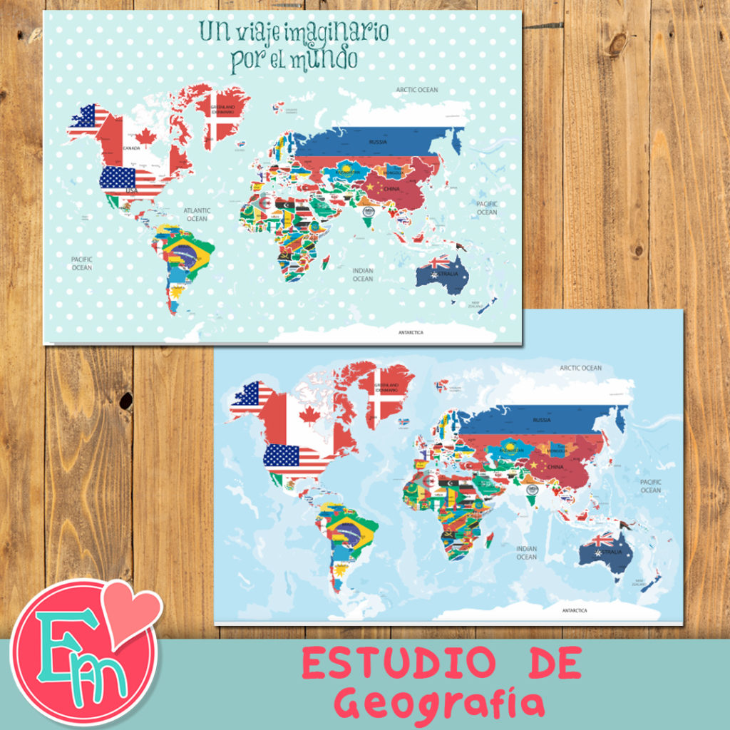 MAPAMUNDI POLÍTICO de BANDERAS - Educativos